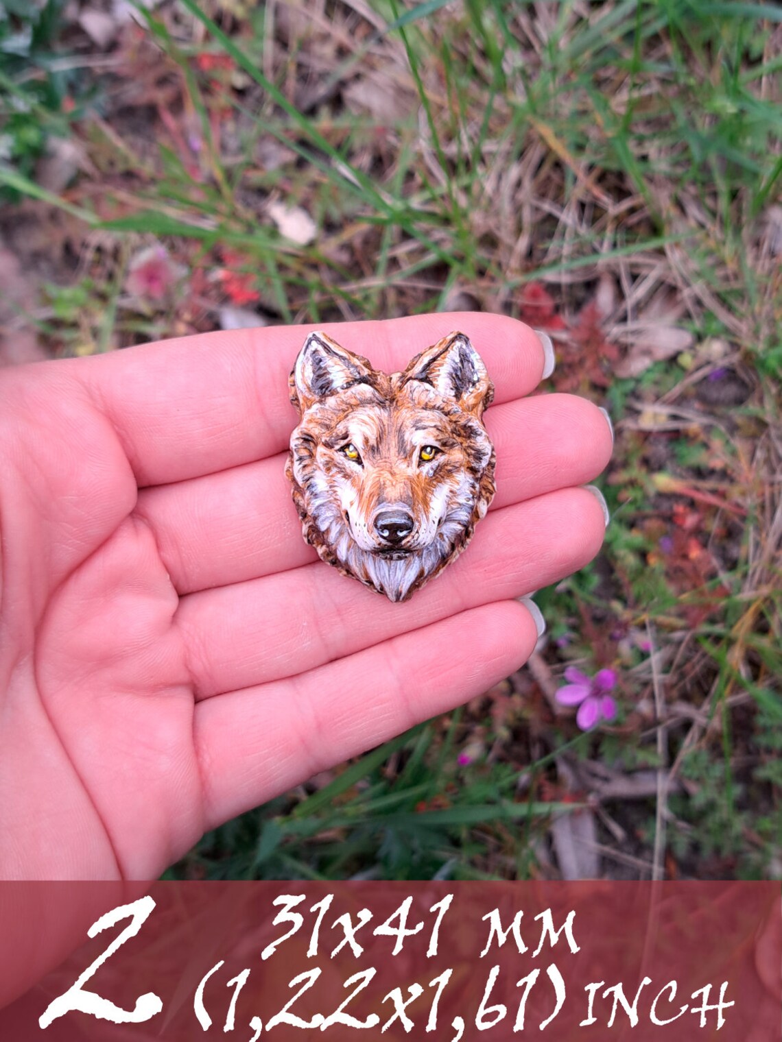 Cabochon, Wolf, Polymer Clay, Wolf Head, Handmade, Animal Cabochon ...