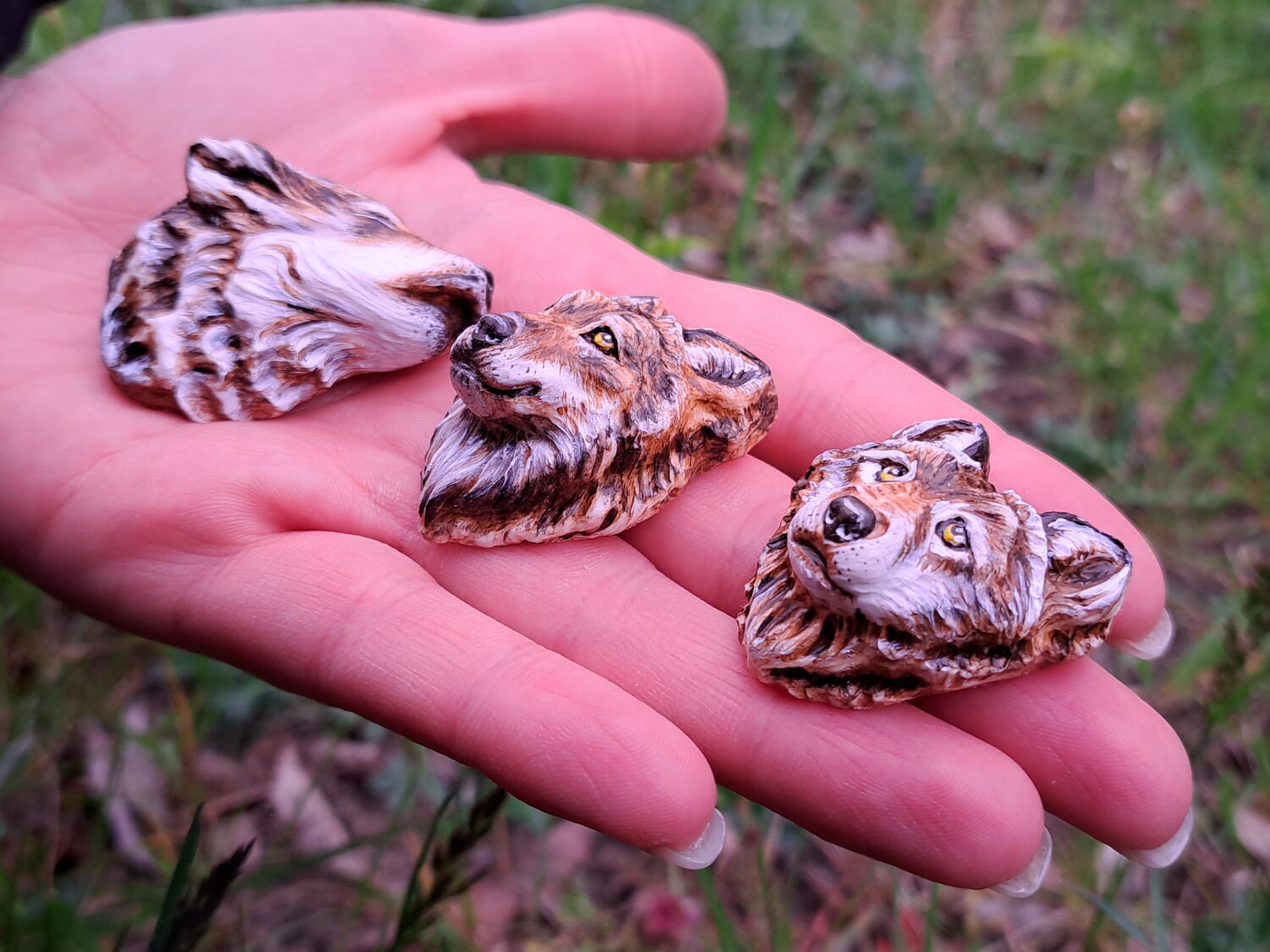 Cabochon, Wolf, Polymer Clay, Wolf Head, Handmade, Animal Cabochon ...