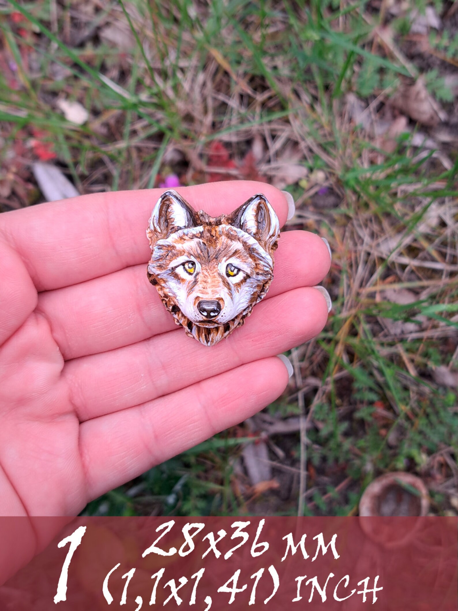 Cabochon, Wolf, Polymer Clay, Wolf Head, Handmade, Animal Cabochon ...