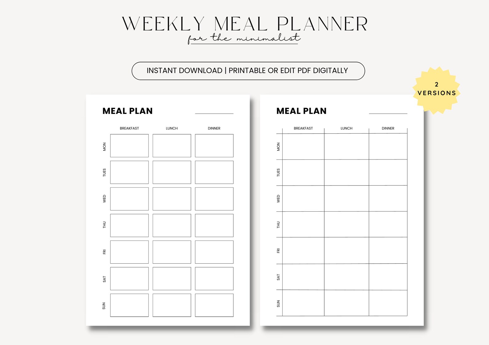 Printable Weekly Meal Planner, Food Diary, Meal Tracker, Food Journal ...