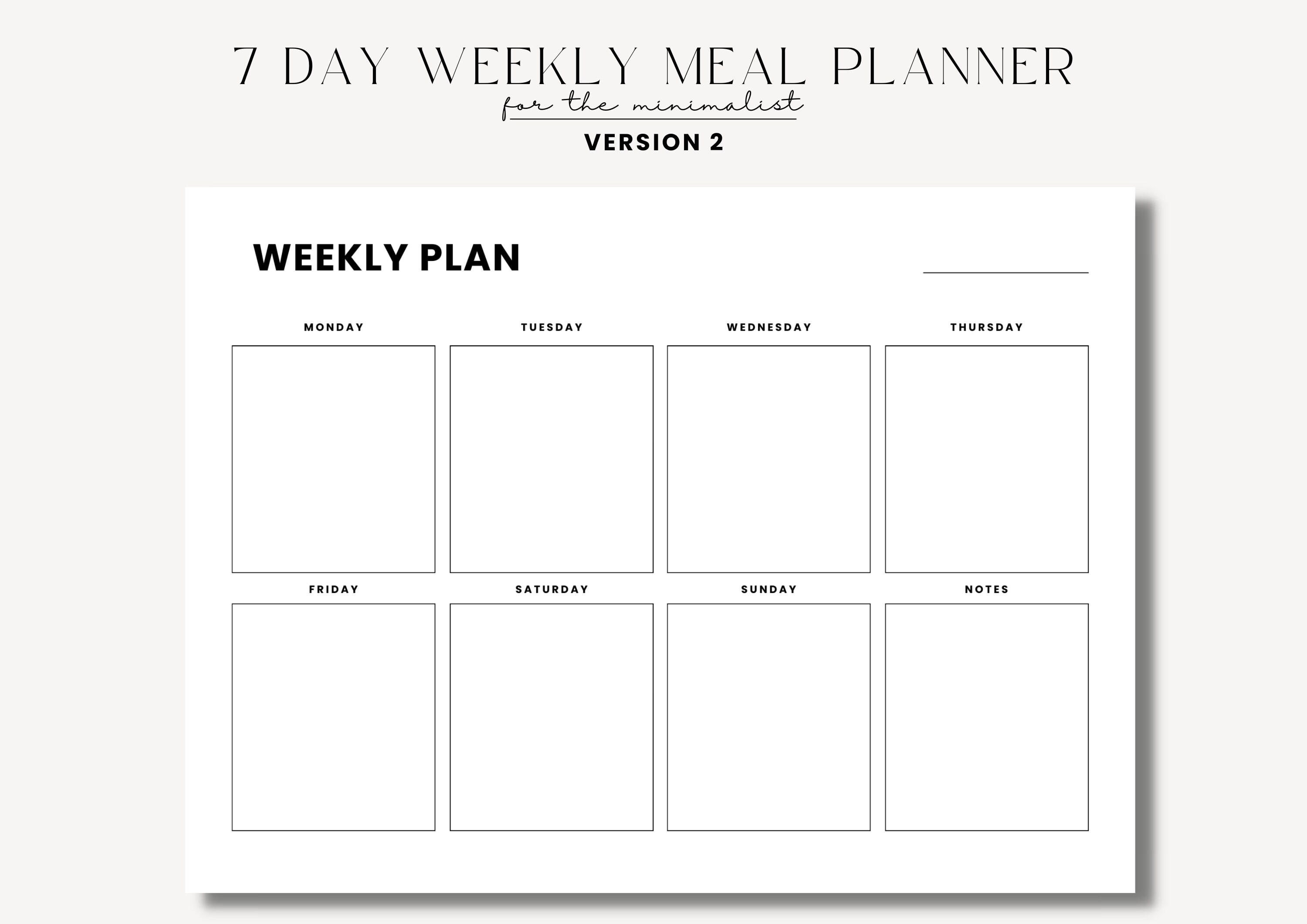 Printable Weekly Meal Planner Landscape, 7 Day Meal Planner, Meal ...