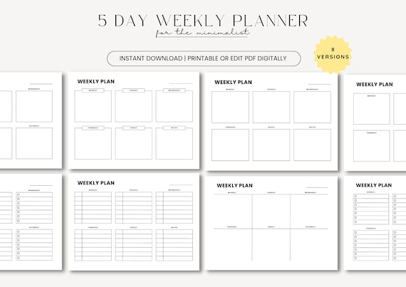 Free Printable Weekly Planners 5 Designs Weekly Planner Pages FREE