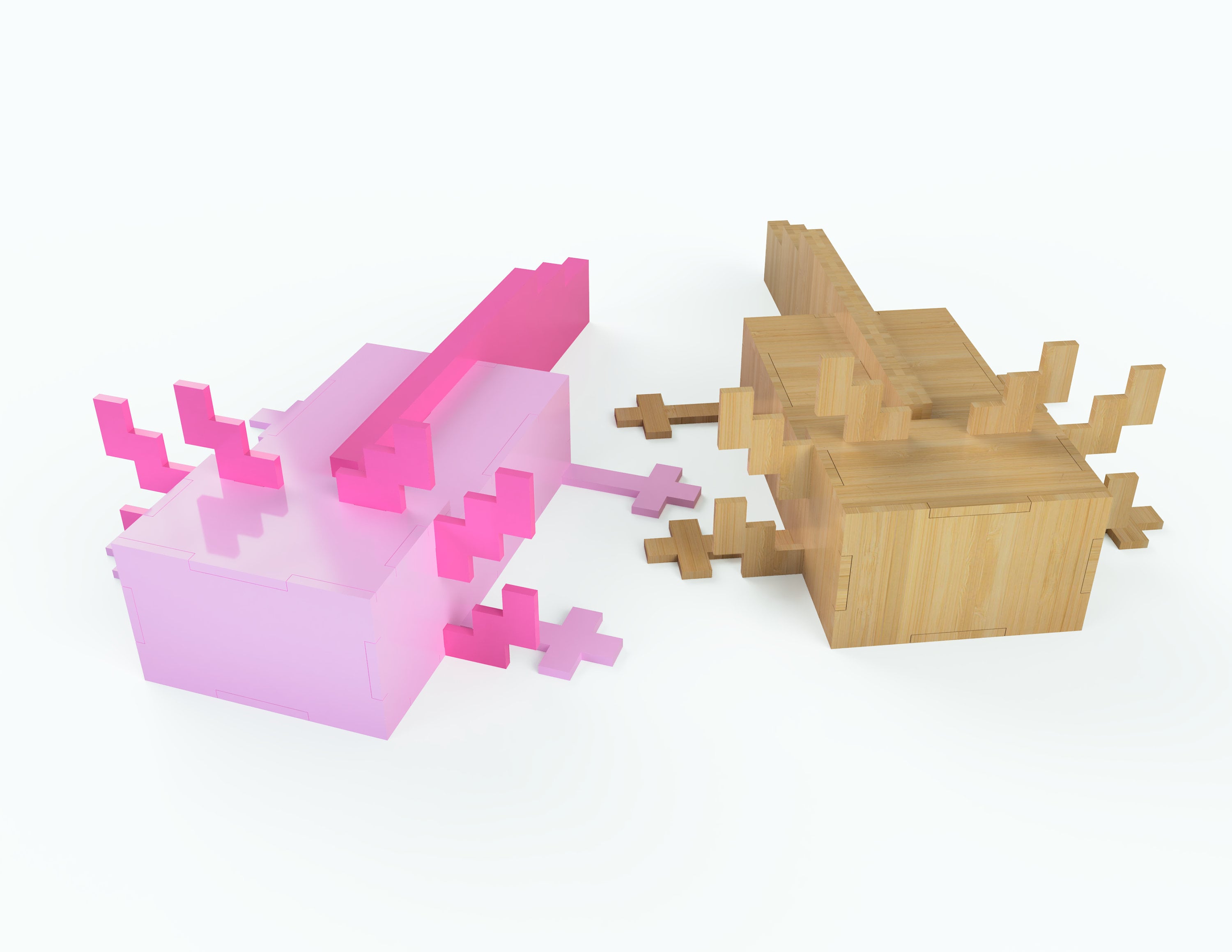 Minecraft Axolotl 3D Model, Laser Cut Files DXF, SVG, 3mm / 1/8th - Etsy UK