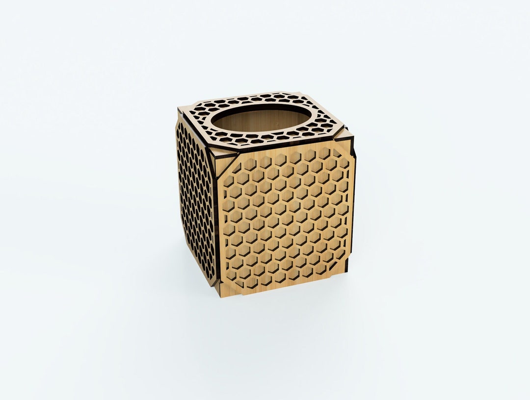 Honeycomb Tissue Box Cover, Modern, Hexagonal (laser Cutting Files: SVG ...
