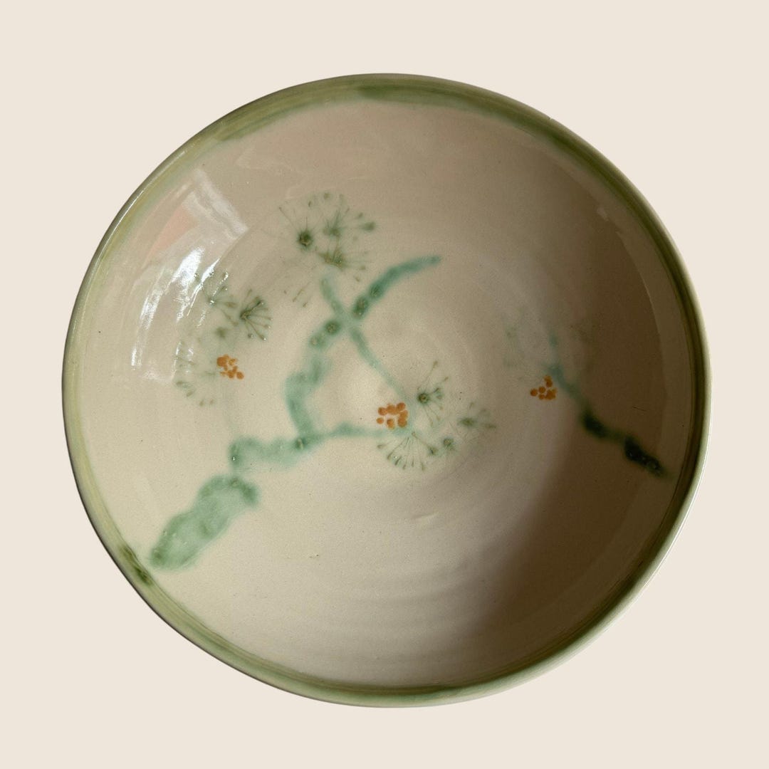 Vintage Studio Pottery Floral Design Serving Fruit Bowl - Etsy