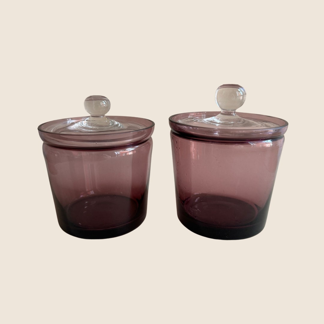 Vintage Set of 2 Purple Amethyst Glass Apothecary Style Jars - Etsy