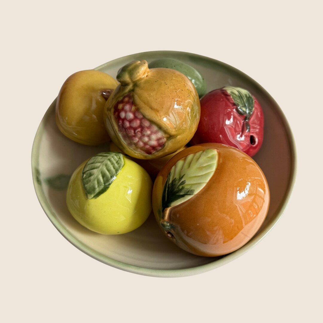 Vintage Set of 7 Handmade Ceramic Fruits - Etsy