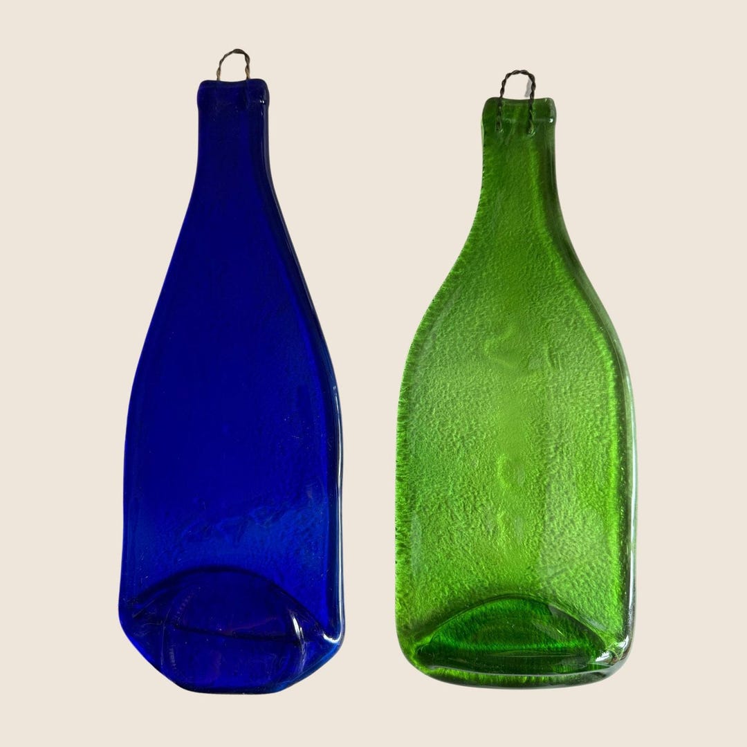Vintage Melted Glass Bottles With Hooks for Wall or Window Hanging ...