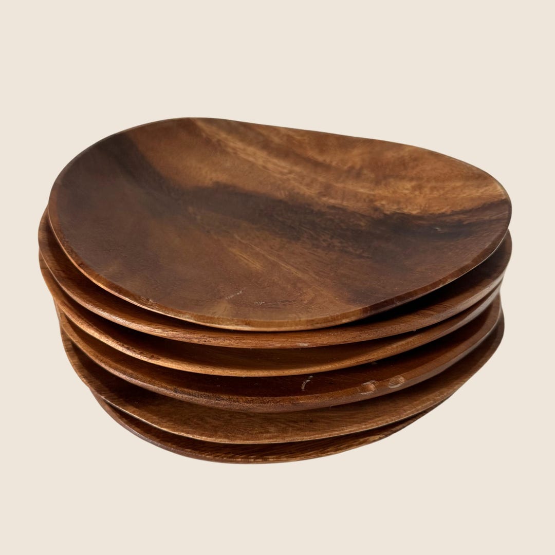 Set of 6 Wood Pebble Shaped Cocktail Serving Dishes - Etsy