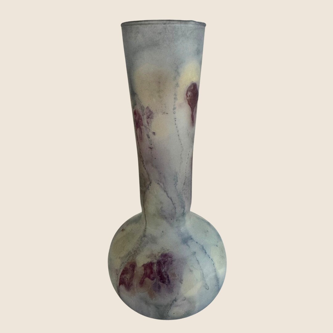 Vintage Mid Century Vase Ilanit Frosted Drip Glass Pastel - Etsy