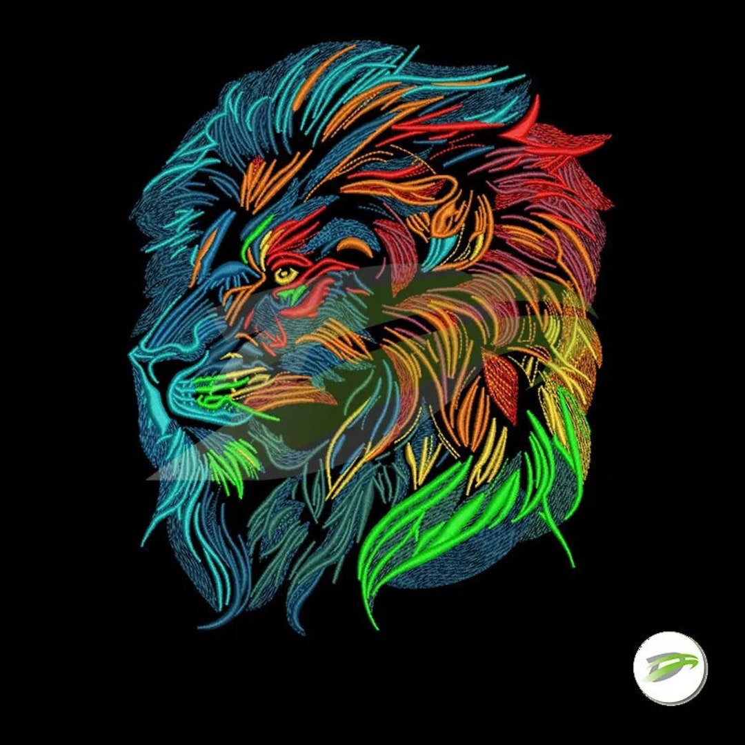 Colorful Lion Embroidery Design - Etsy