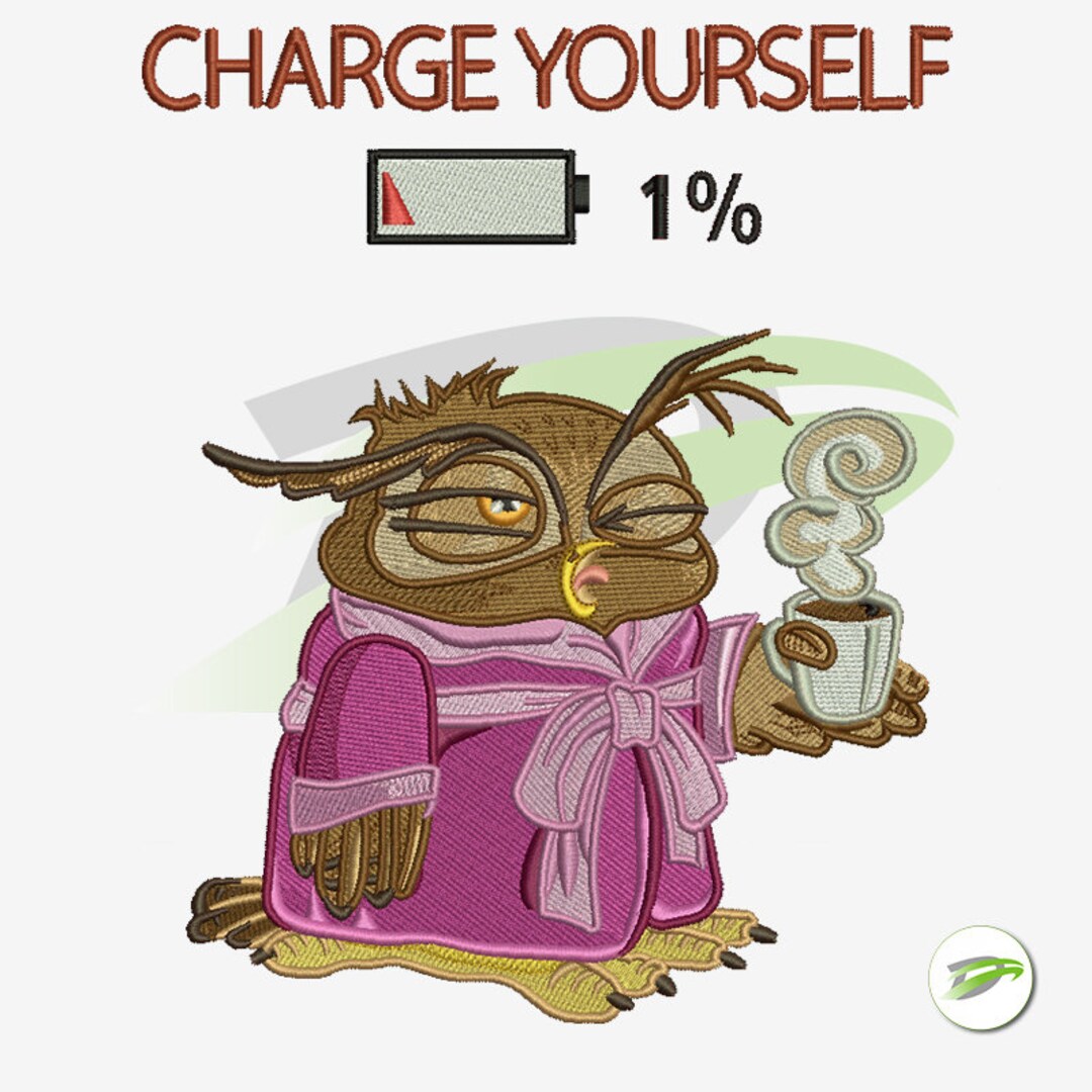 Charge Yourself Embroidery Design - Etsy