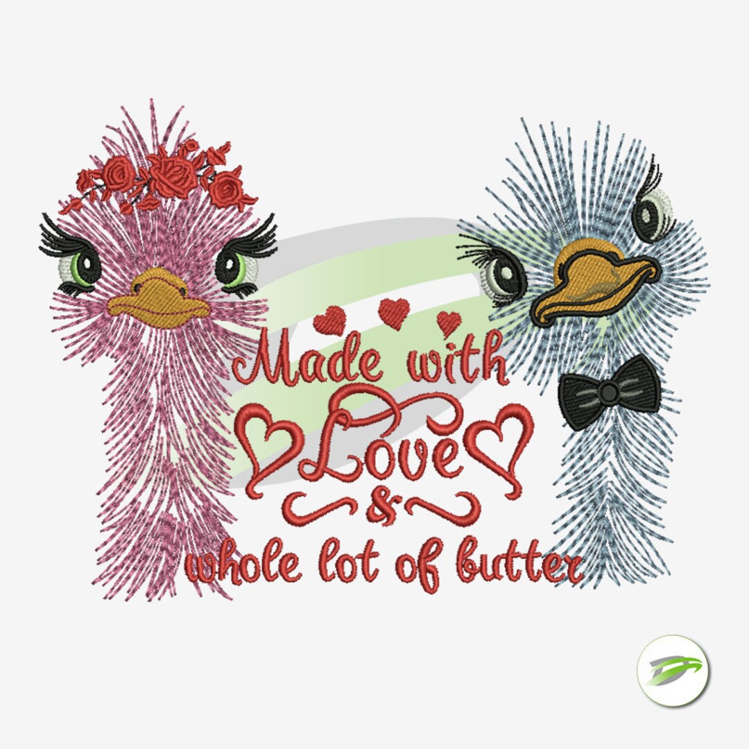 Mr. and Mrs. Ostrich Embroidery Design - Etsy