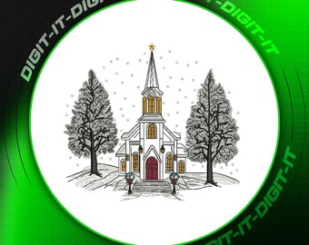 Winter Church Machine Embroidery Design - Etsy