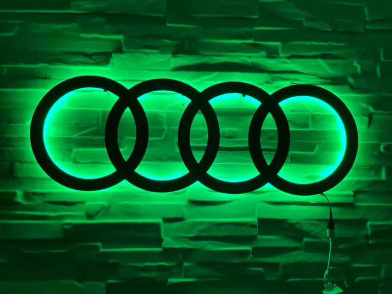Audi Logo Led Sign Auto Logo Fans Wall Decor Kerstcadeau - Etsy Nederland