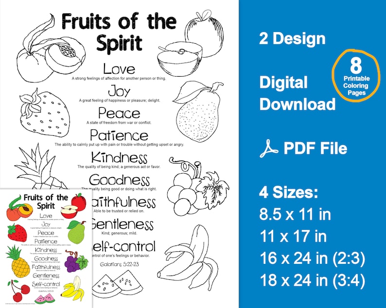 Fruits of the Spirit Sunday School Posters Fruit of the Spirit Teacher ...