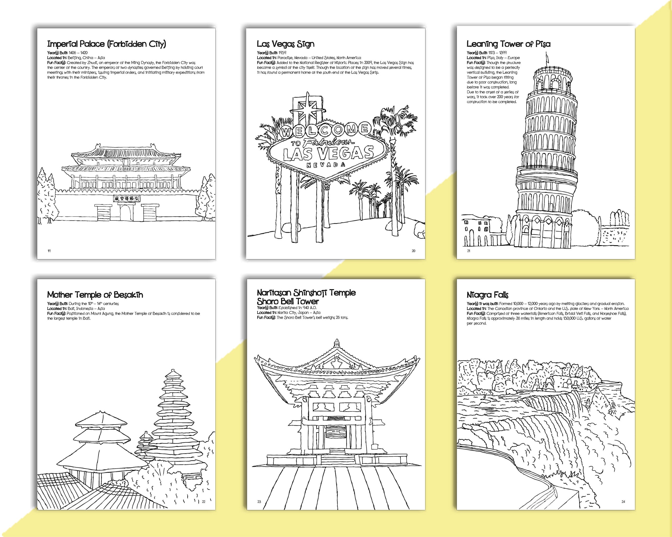 Doodles Destination Coloring Fun Wonders of the World Travel Guide ...