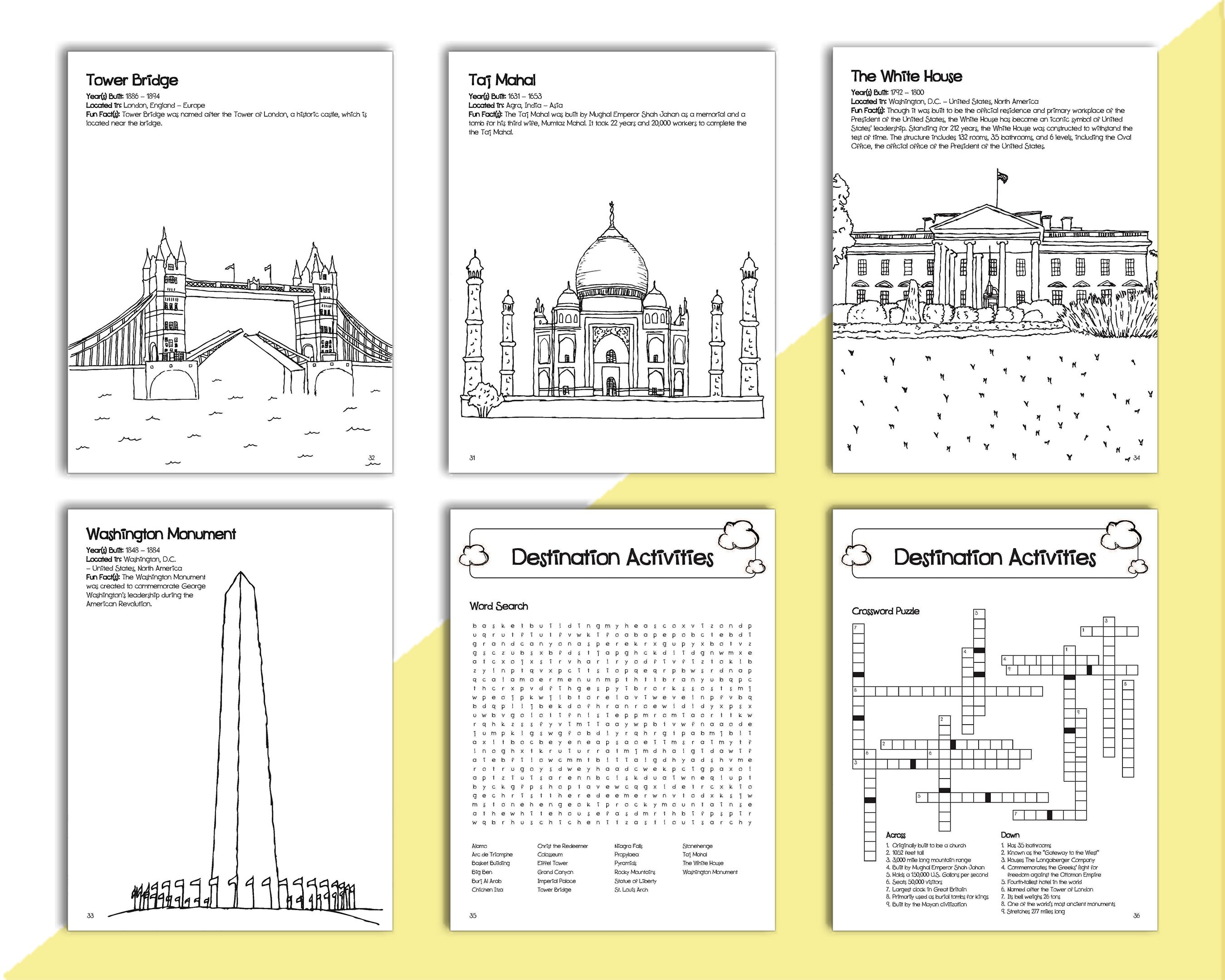 Doodles Destination Coloring Fun Wonders of the World Travel Guide ...