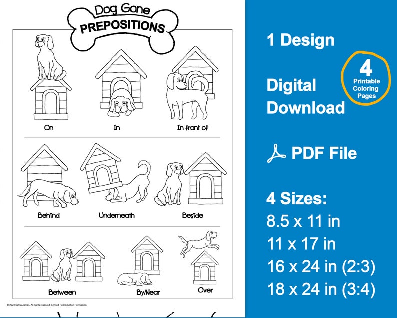 Gigantic Coloring Poster of Prepositions Teacher Poster Decor Digital ...