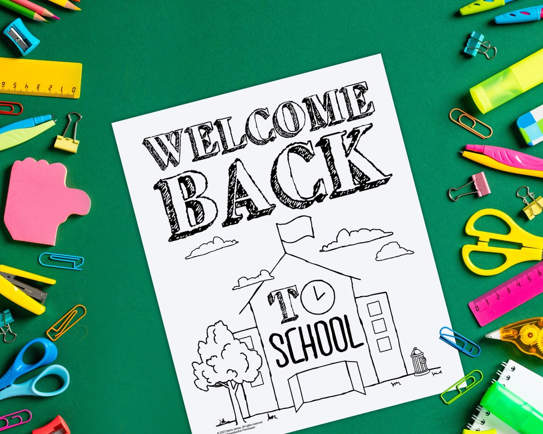 Welcome Back to School Coloring Poster: First Day Decor (PDF) - Etsy