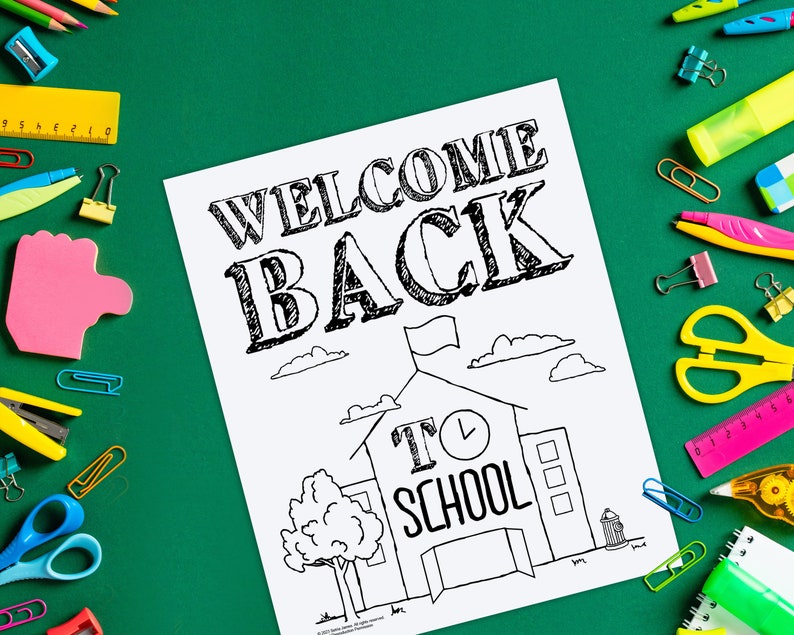 Welcome Back to School Coloring Poster: First Day Decor (PDF) - Etsy