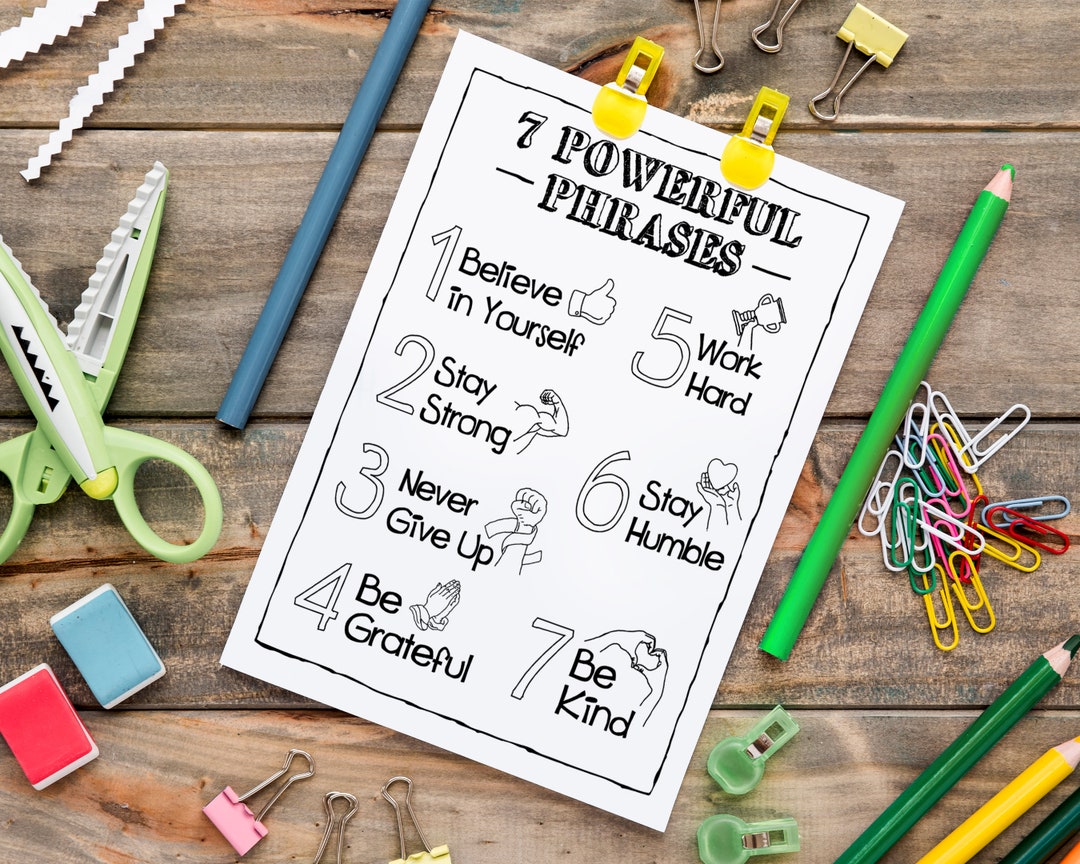 7 Power Phrases School Counseling Posters Positive Classroom Posters ...