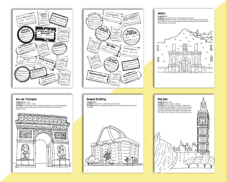 Doodles Destination Coloring Fun Wonders of the World Travel Guide ...