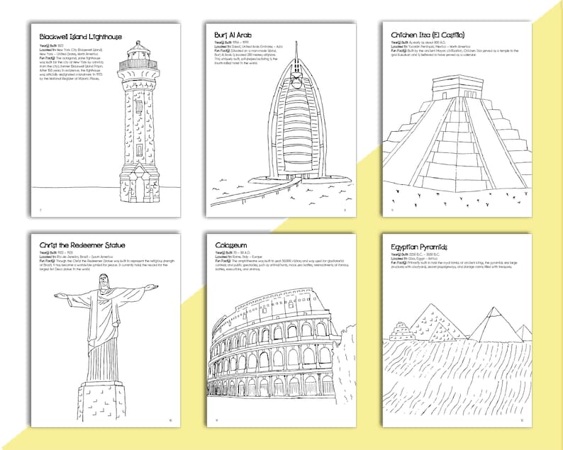 Doodles Destination Coloring Fun Wonders of the World Travel Guide ...