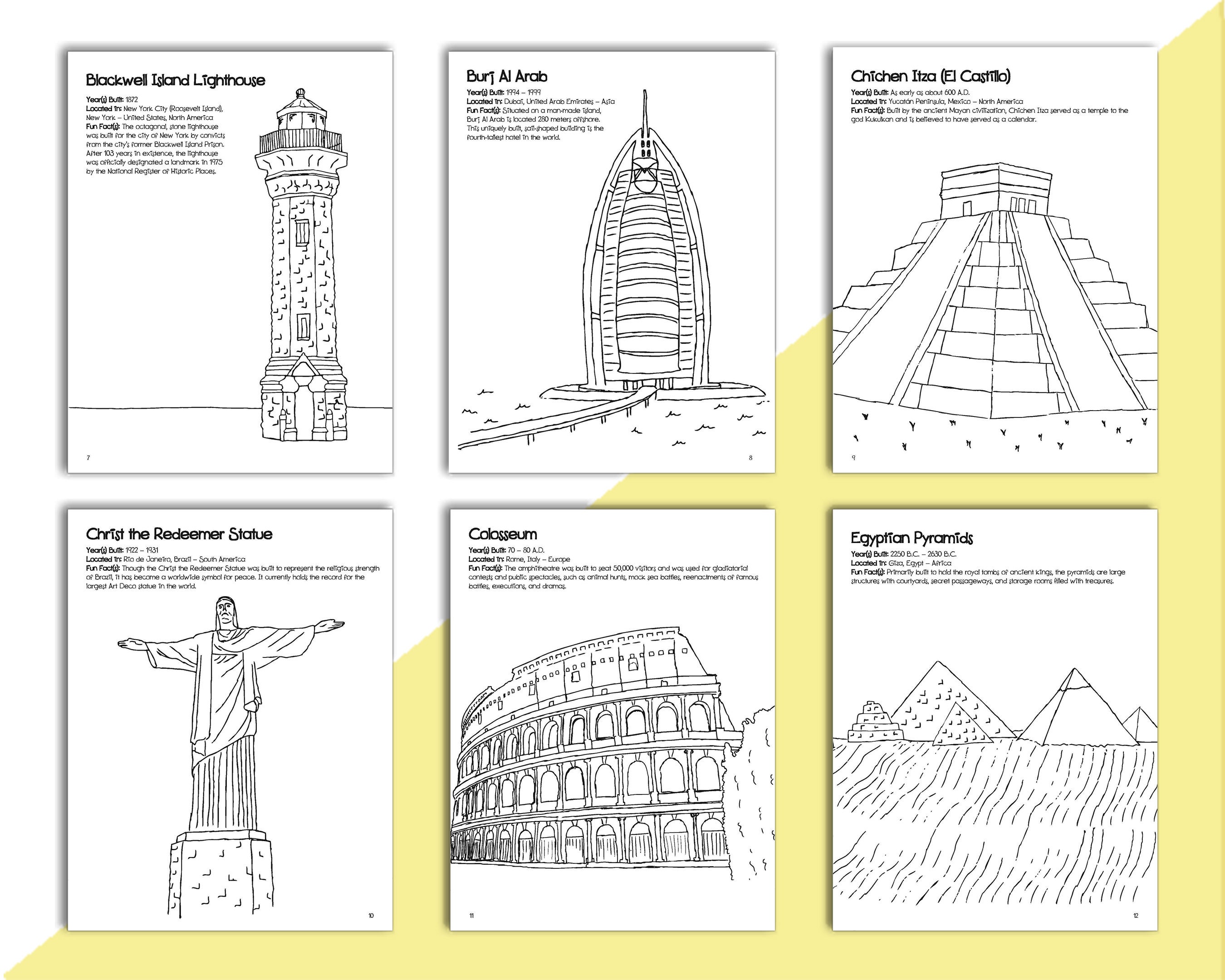 Doodles Destination Coloring Fun Wonders of the World Travel Guide ...