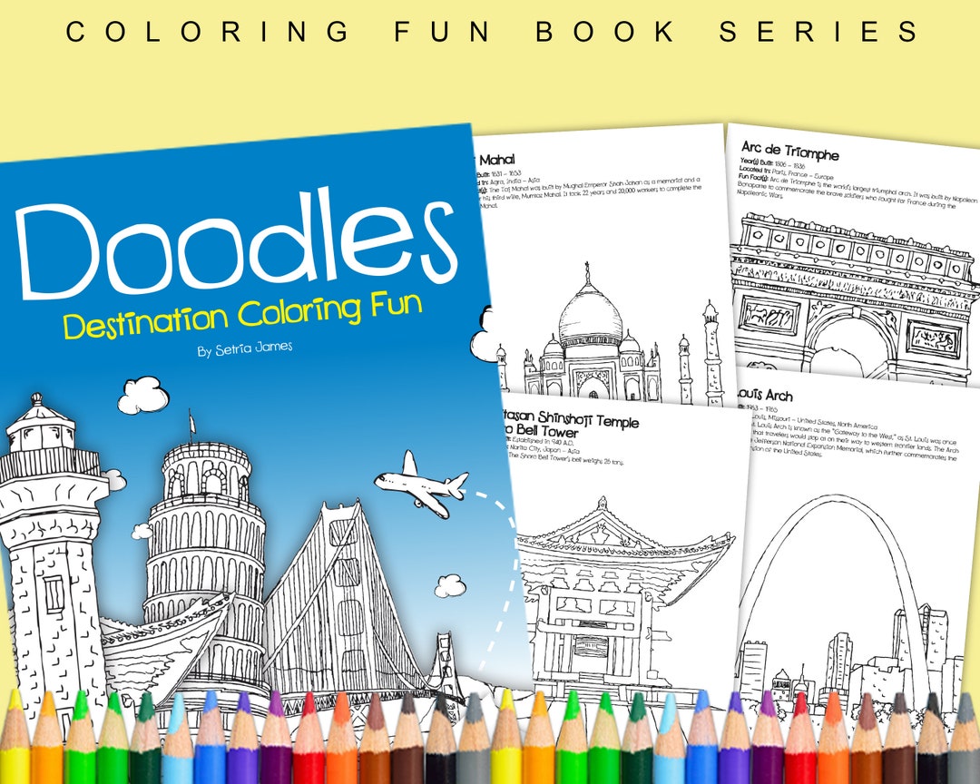 Doodles Destination Coloring Fun Wonders of the World Travel Guide ...