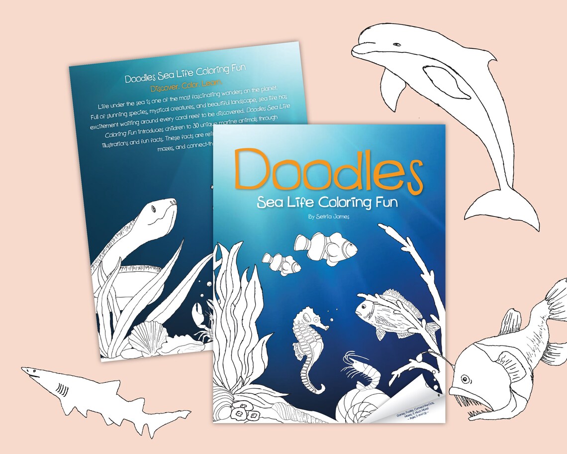 Doodles Sea Life Coloring Fun Sea Coloring Book Coloring Art - Etsy