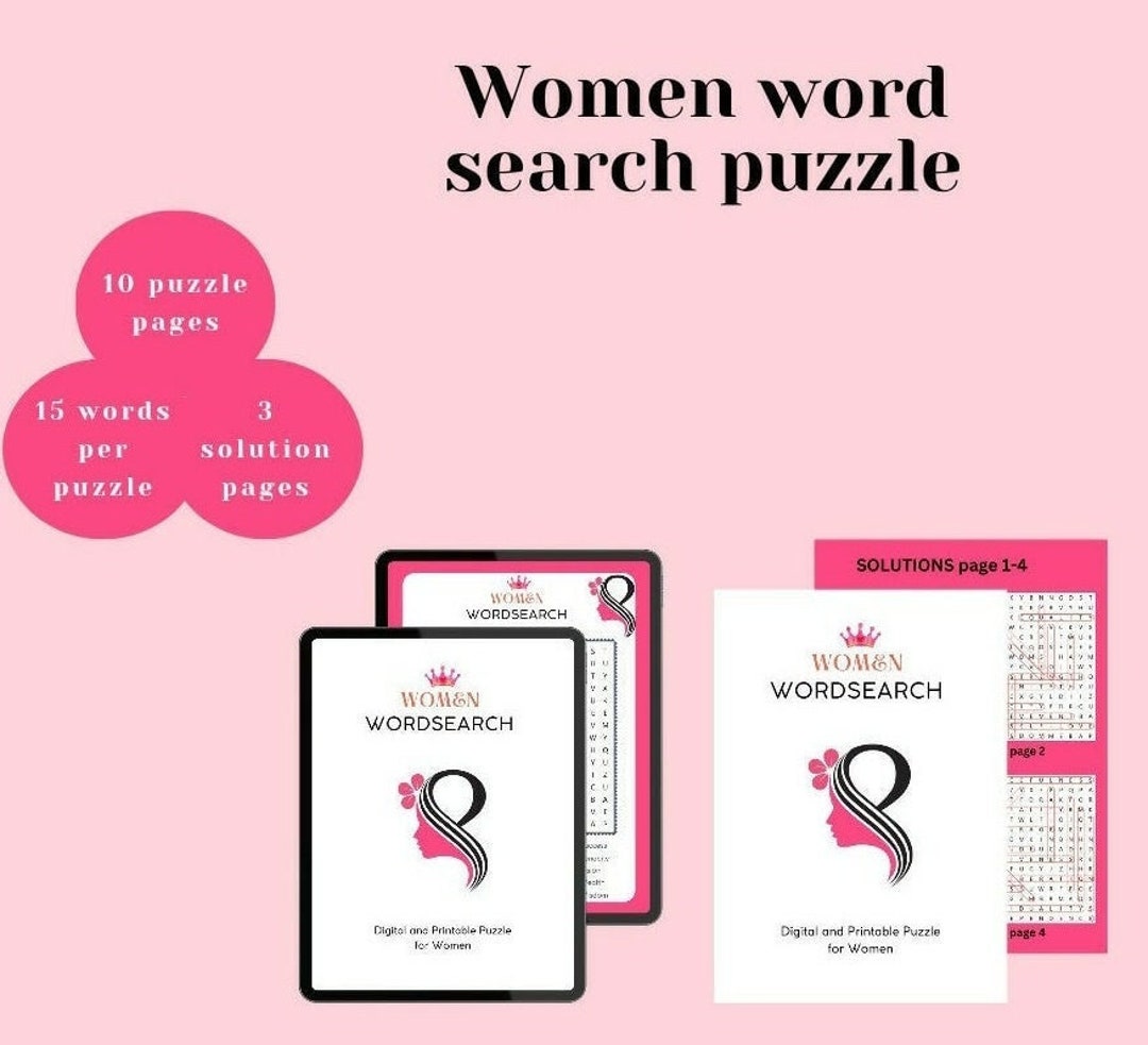 Women's Word Search Puzzle, Feminine Word Searches, Printable Puzzle ...