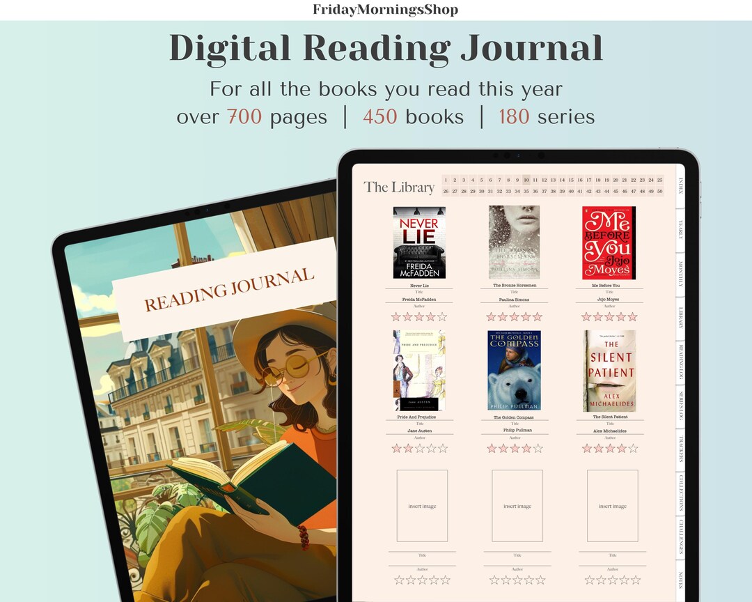 Digital Reading Journal, Reading Tracker, Digital Book Journal for ...