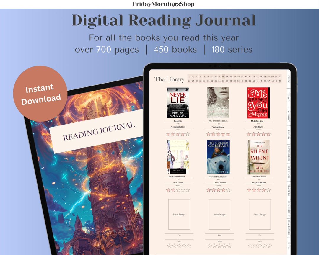 Digital Reading Journal, Reading Tracker, Digital Book Journal for ...