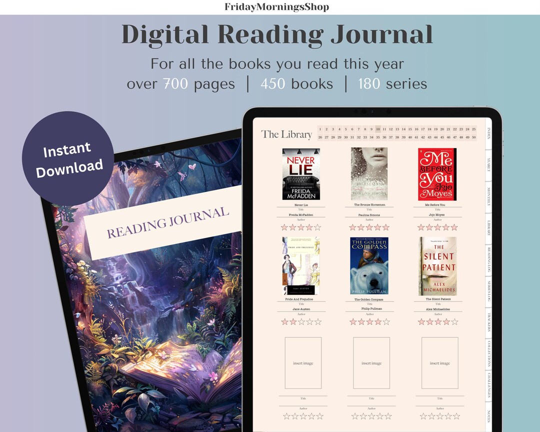 Digital Reading Journal, Reading Tracker, Digital Book Journal for ...