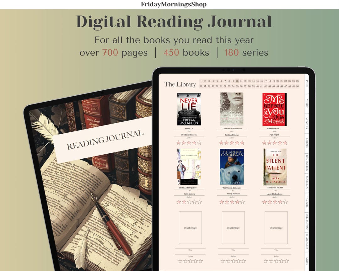 Digital Reading Journal, Reading Tracker, Digital Book Journal for ...