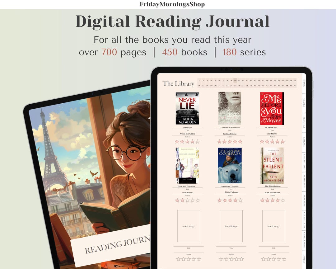 Digital Reading Journal, Reading Tracker, Digital Journal for Reading ...