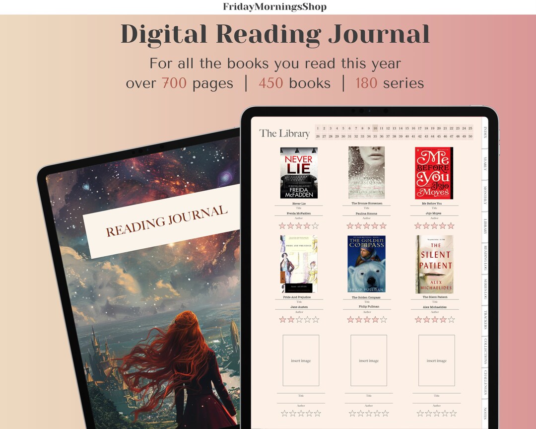 Digital Reading Journal, Reading Tracker, Digital Book Journal for ...