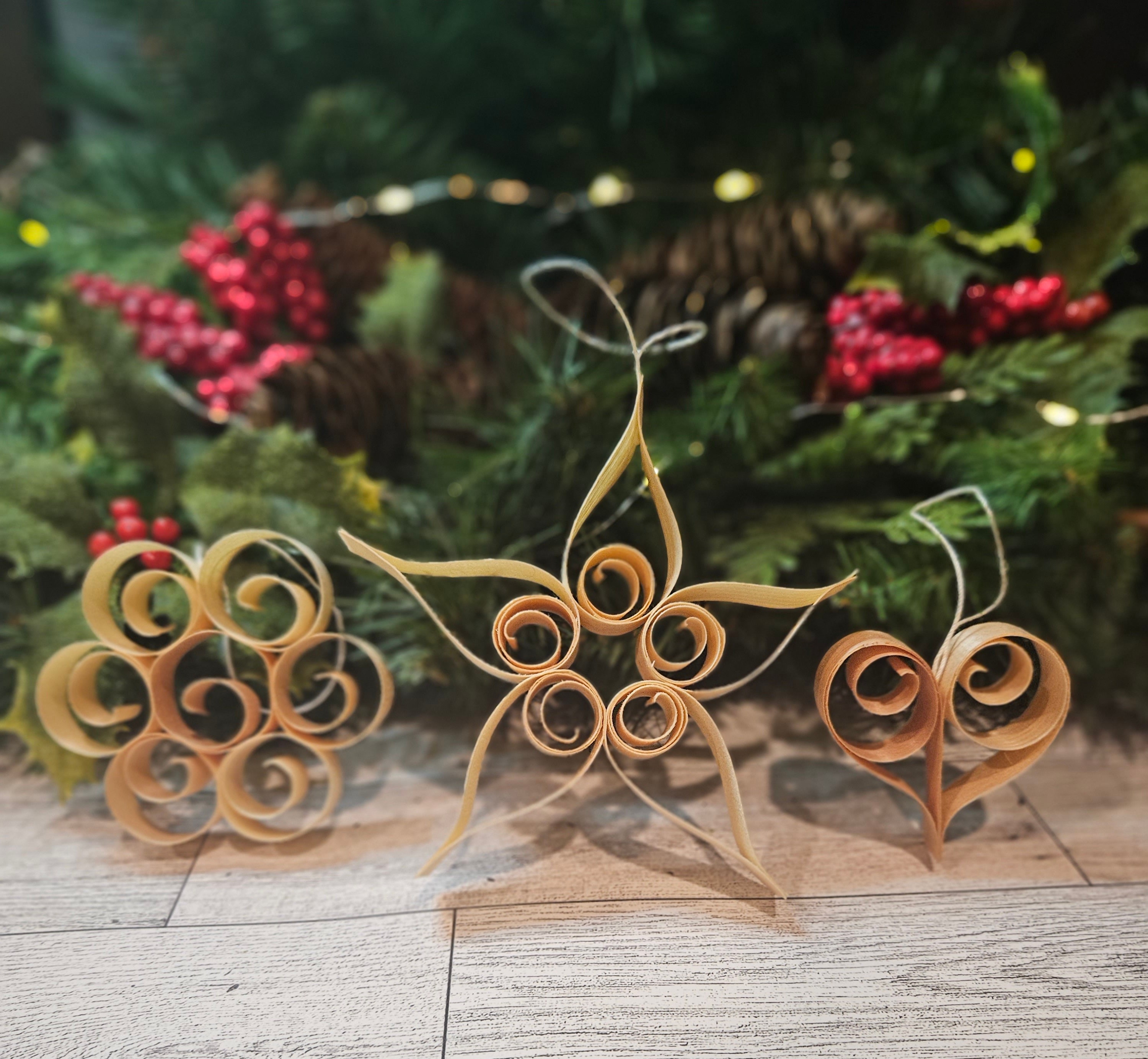 Scandinavian Wood Curl Christmas Ornaments: Handmade Pine Shavings - Etsy