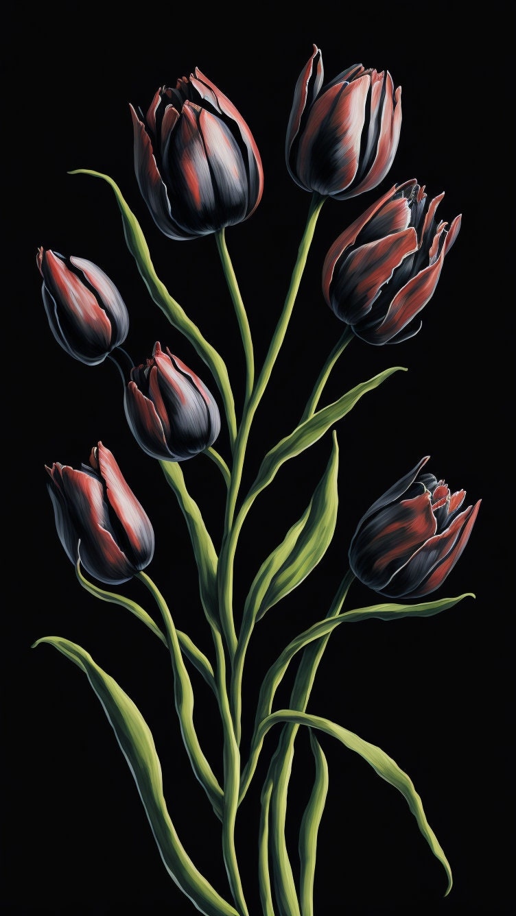 Watercolor Tulip Flower Digital Art Set fantasy Art - Etsy