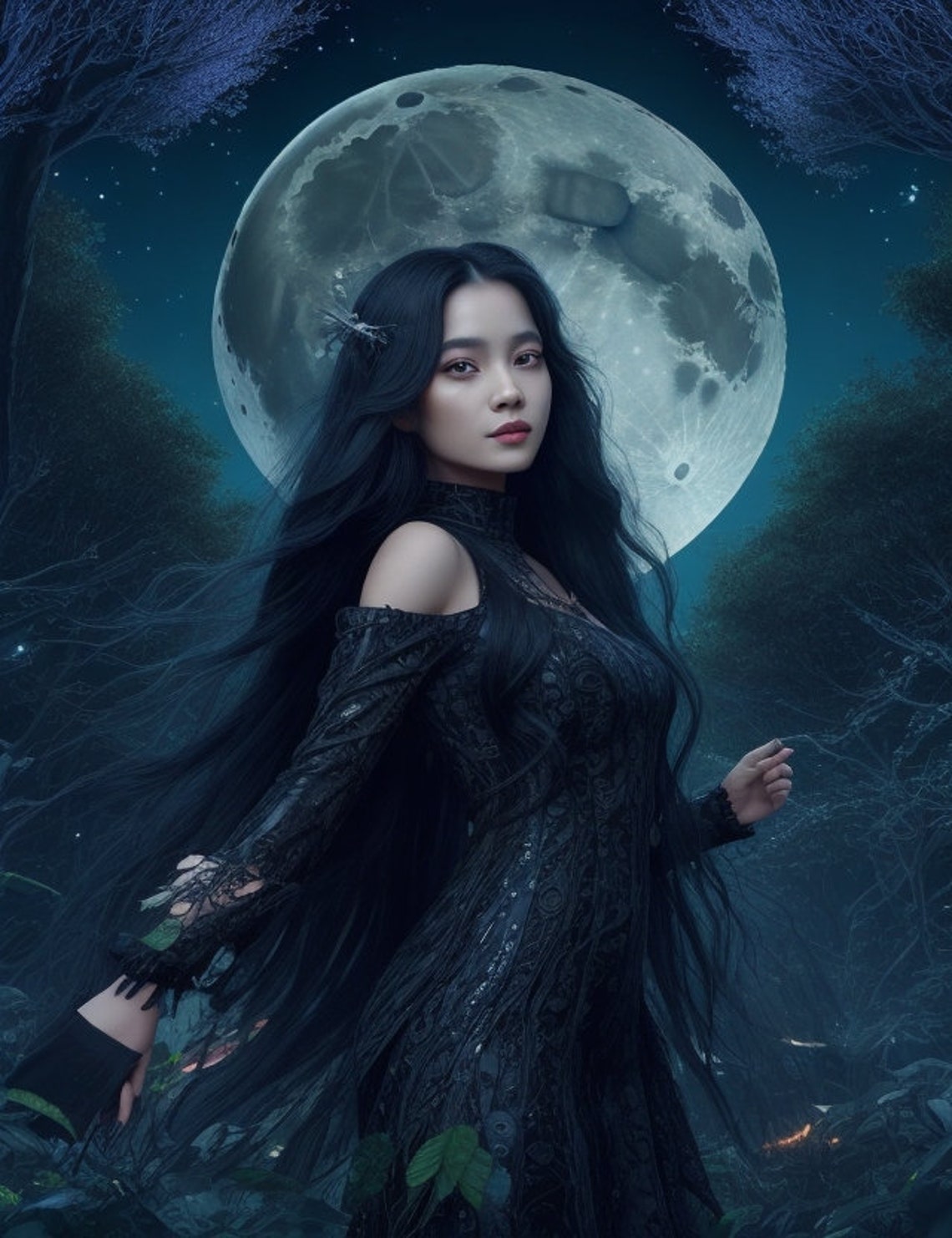 Enchanted Moonlight Dreams Digital Artwork - Etsy