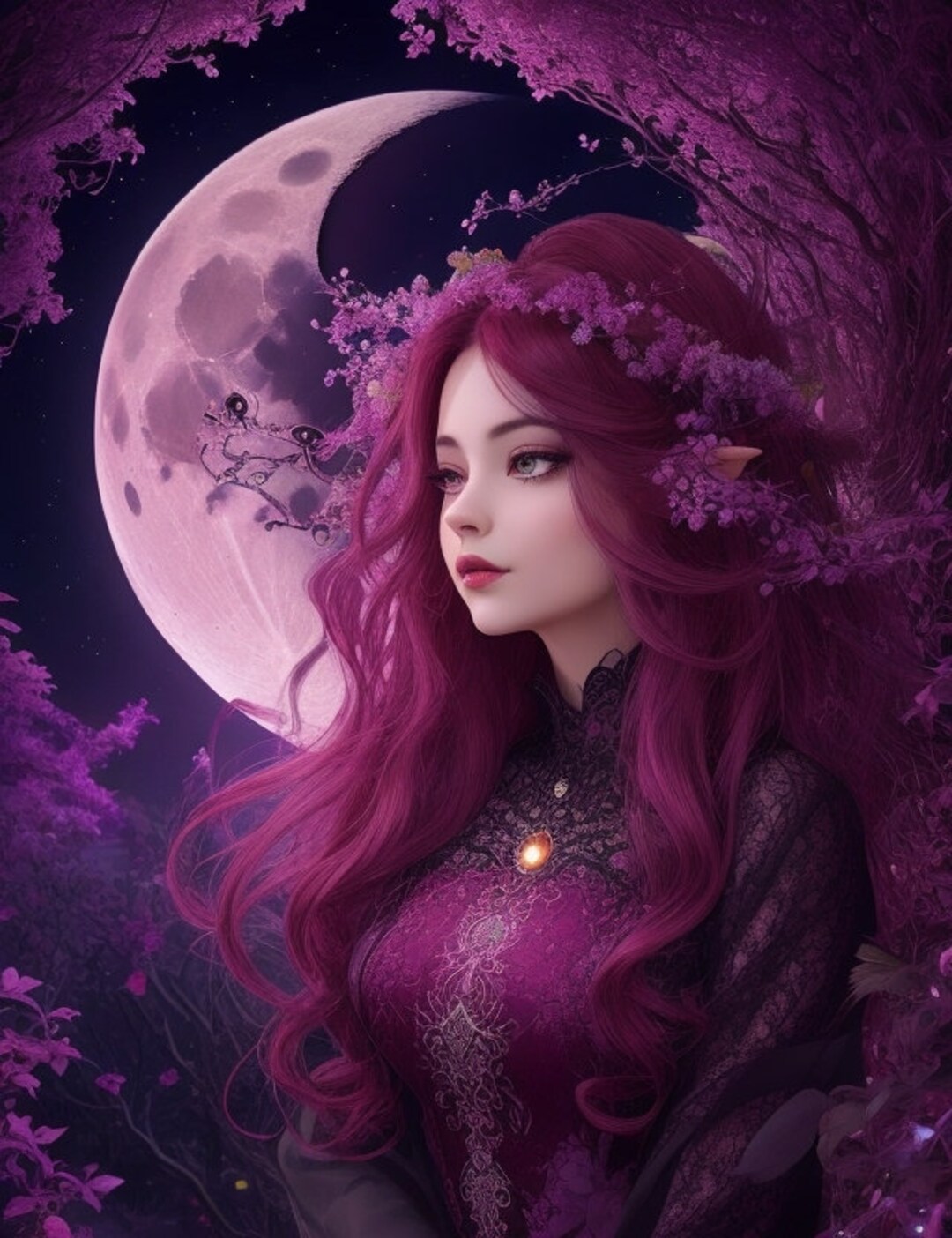 Enchanted Moonlight Dreams Digital Artwork - Etsy