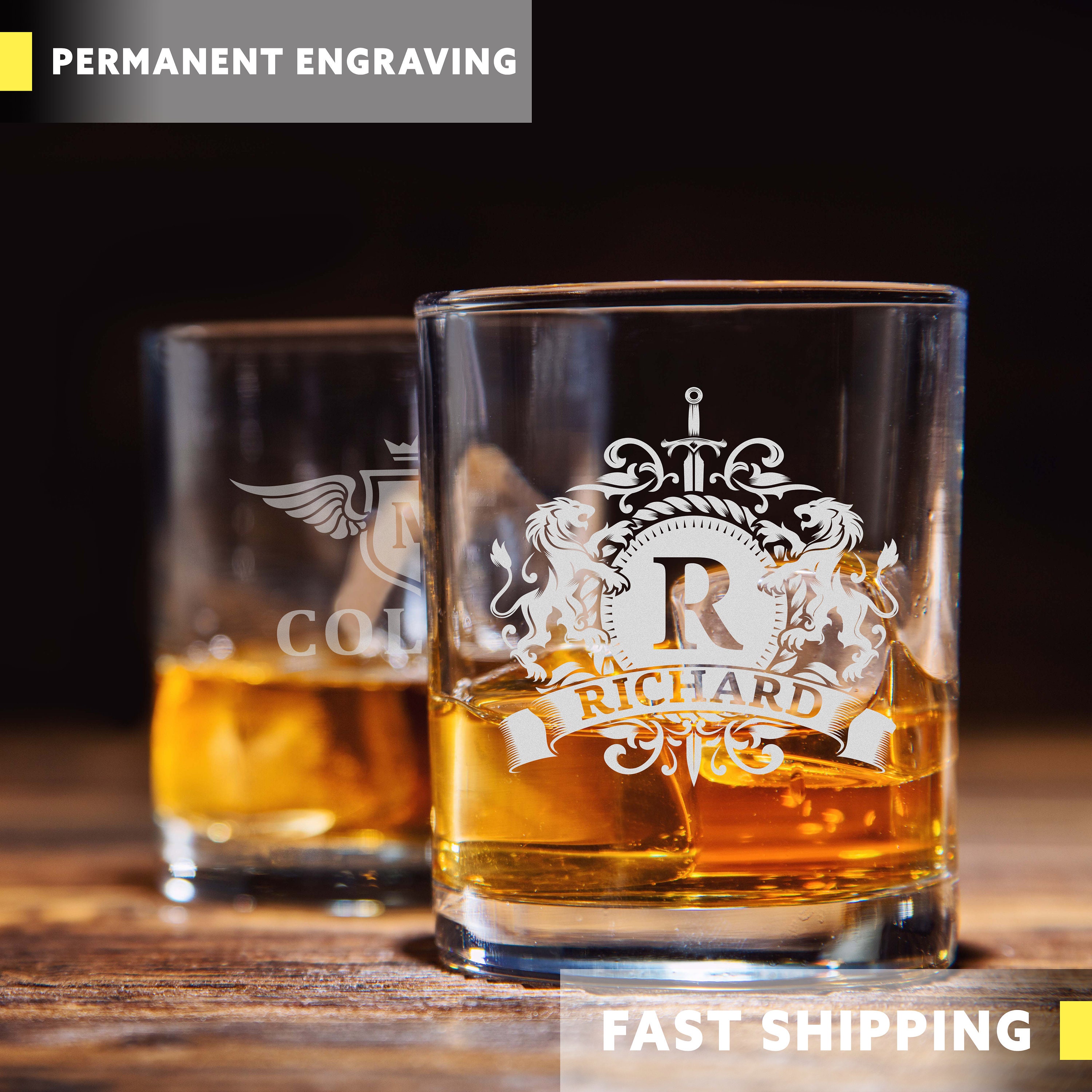 Personalized Engraved Whiskey Glass Custom Engraved Scotch Monogrammed ...