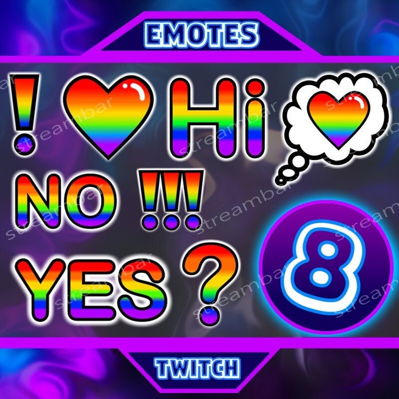 8x EMOTES Twitch Pride Rainbow Colors Glowing Effect - Etsy