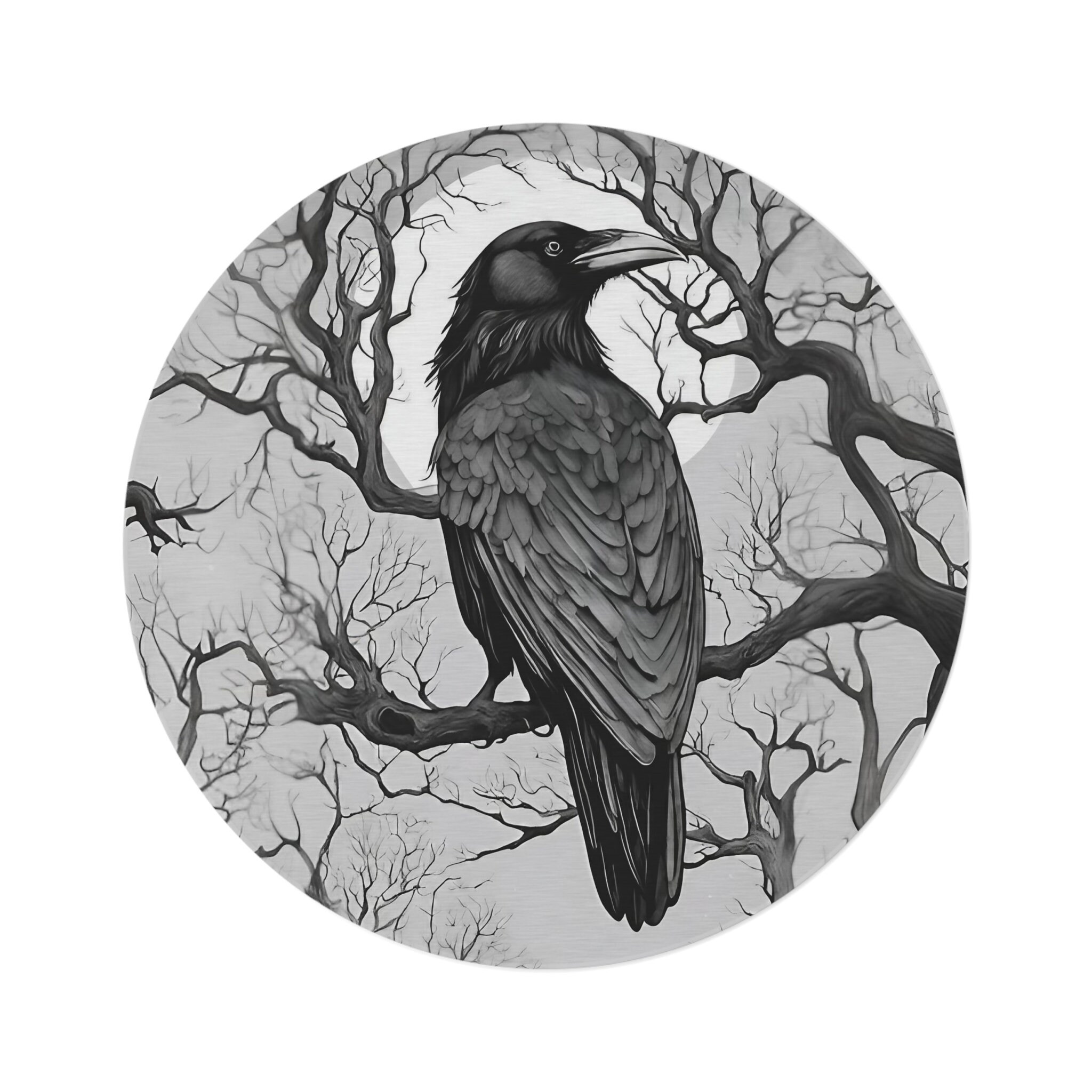 Raven Moon 5' Round Rug Gothic Rug Gothic Home Gothic Decor Raven Rug ...