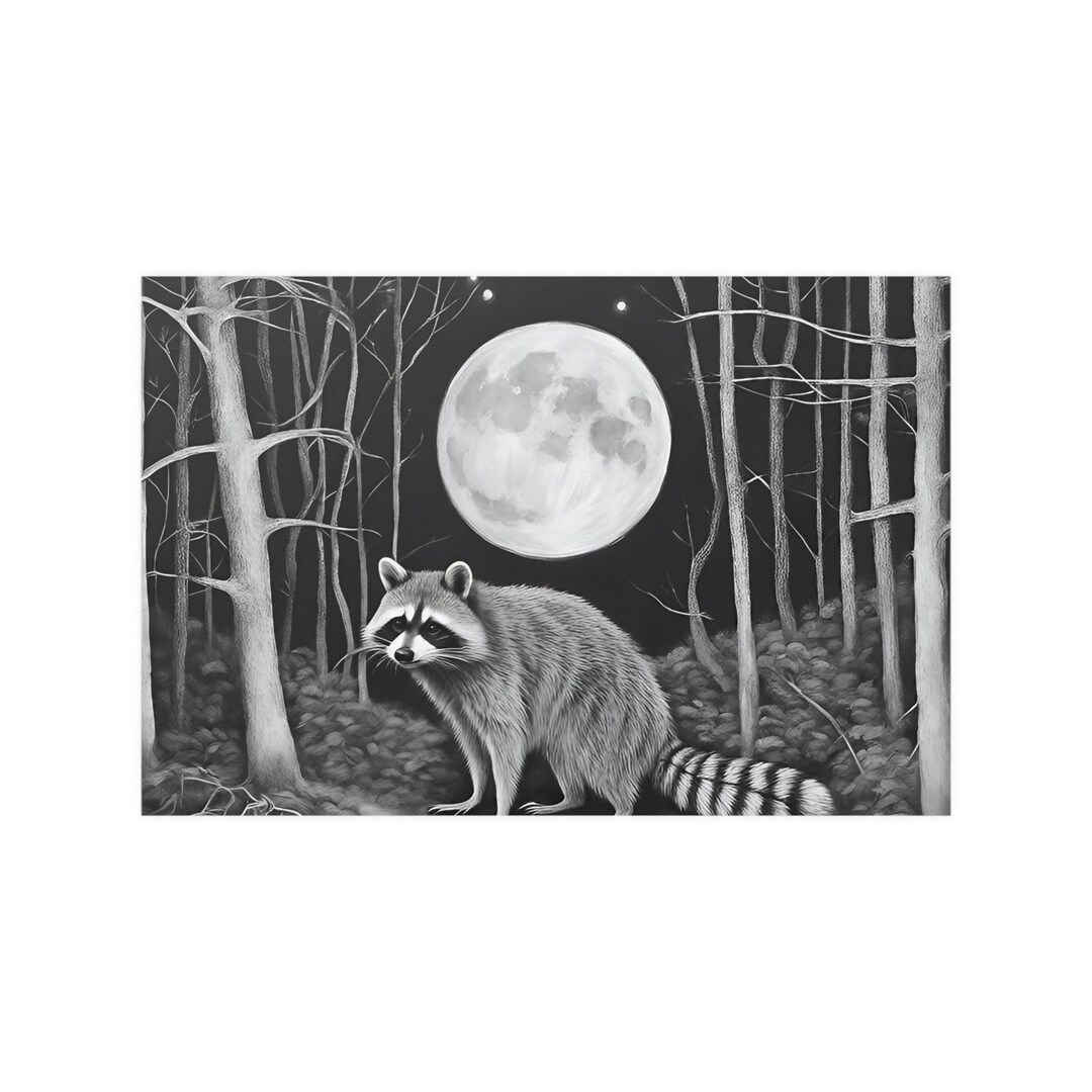 Racoon Moon Premium Satin Gothic Print Original Gothic Illustration ...