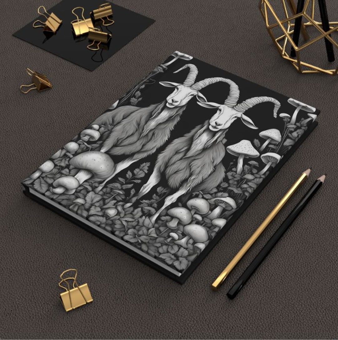 Twin Goats Journal Goat Notebook Occult Gifts Gothic Stationary Stoner ...