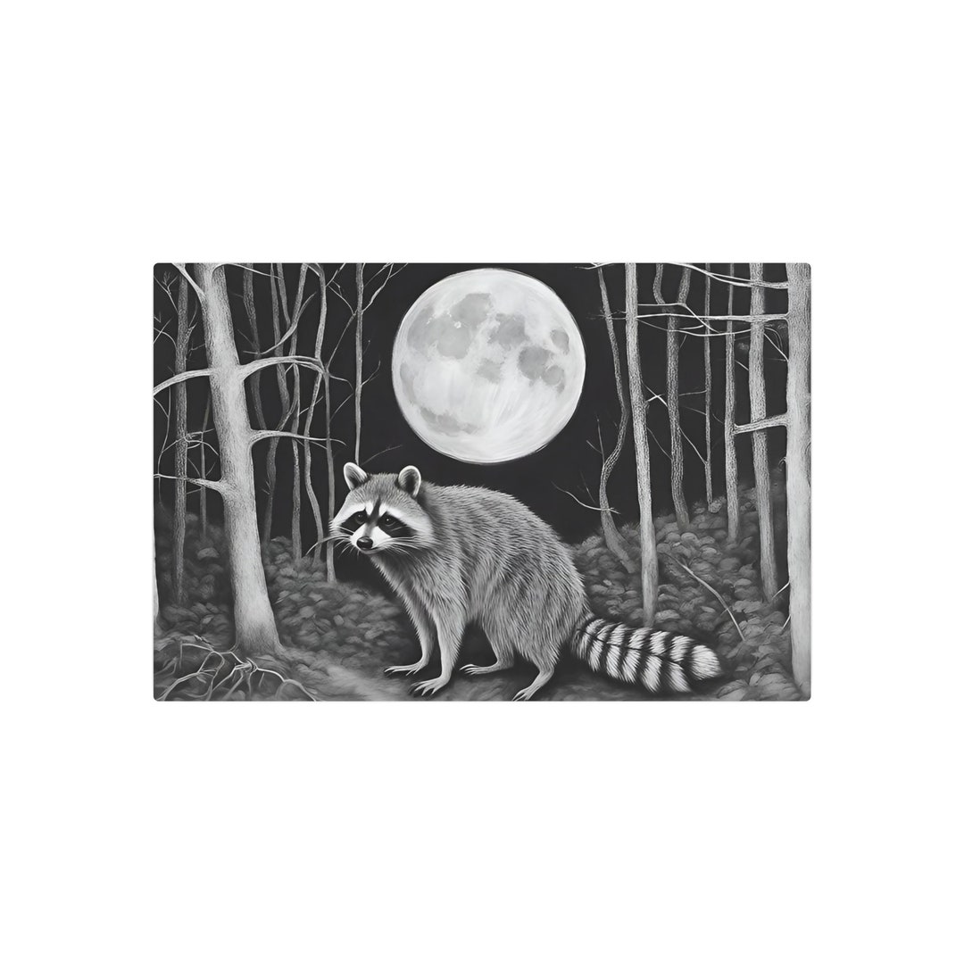 Raccoon Moon Metal Art Sign Gothic Decor Gothic Illustration Gothic ...