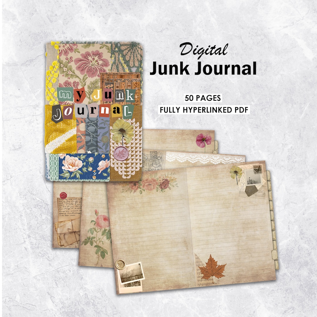 Digital Junk Journal, Vintage Journal, Digital Journal, Digital Diary ...