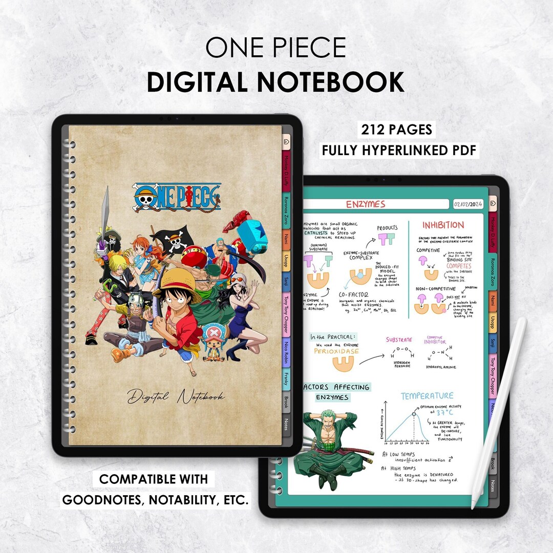 One Piece Themed Digital Notebook, Student Notebook, Goodnotes Notebook ...